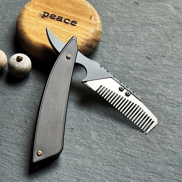 Hair And Beard Styling Comb (Vintage Straight Razor) - Stinger Survival ...